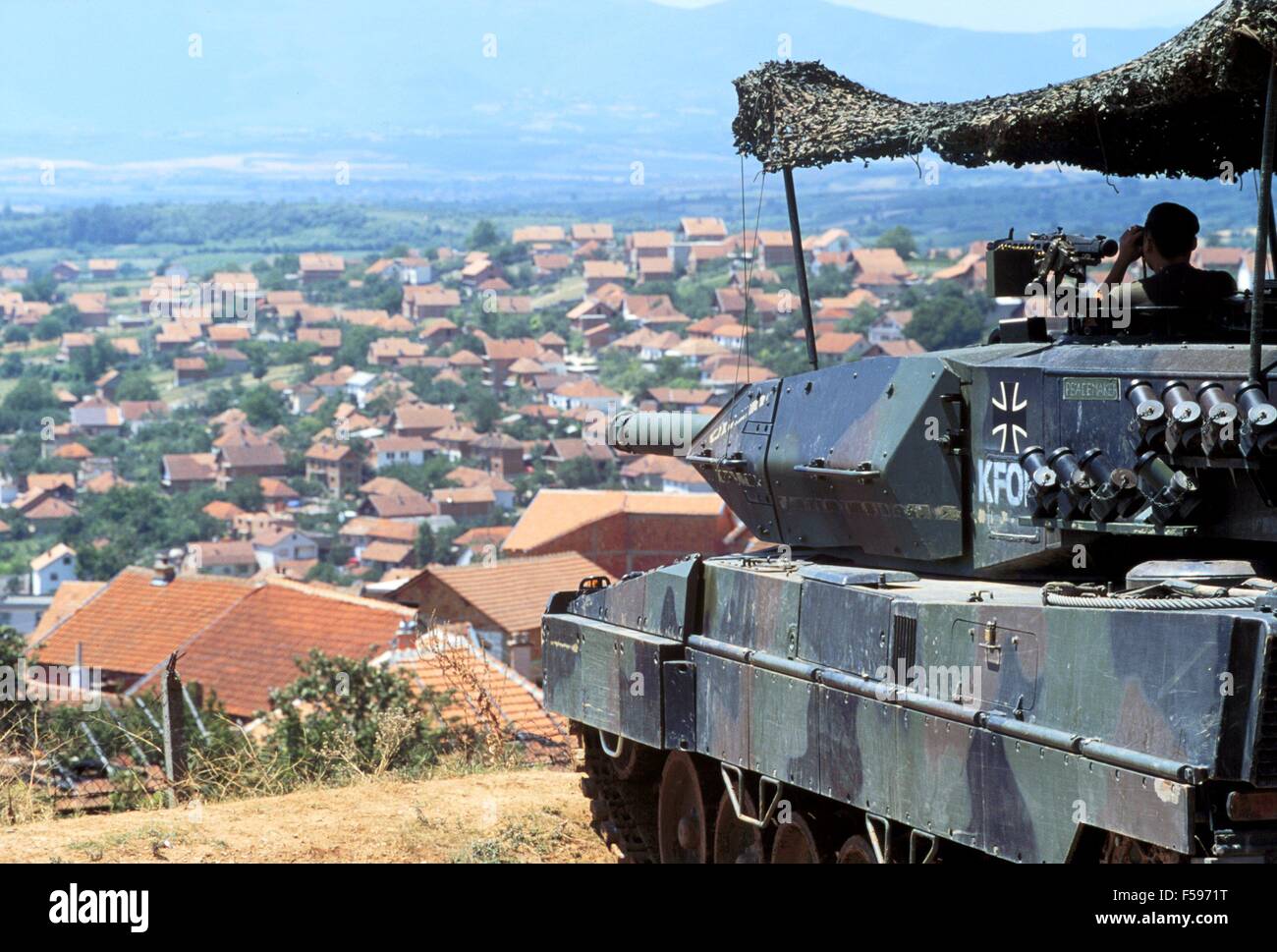 NATO intervention in Kosovo, July 2000, checkpoint of the German army ...