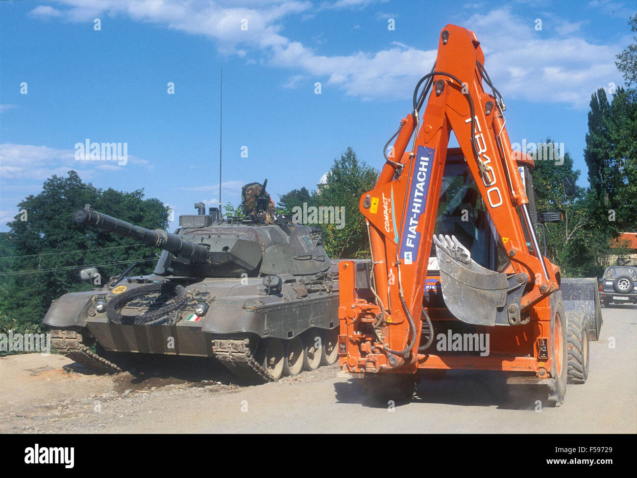 NATO intervention in Kosovo, July 2000, checkpoint of the Italian army ...