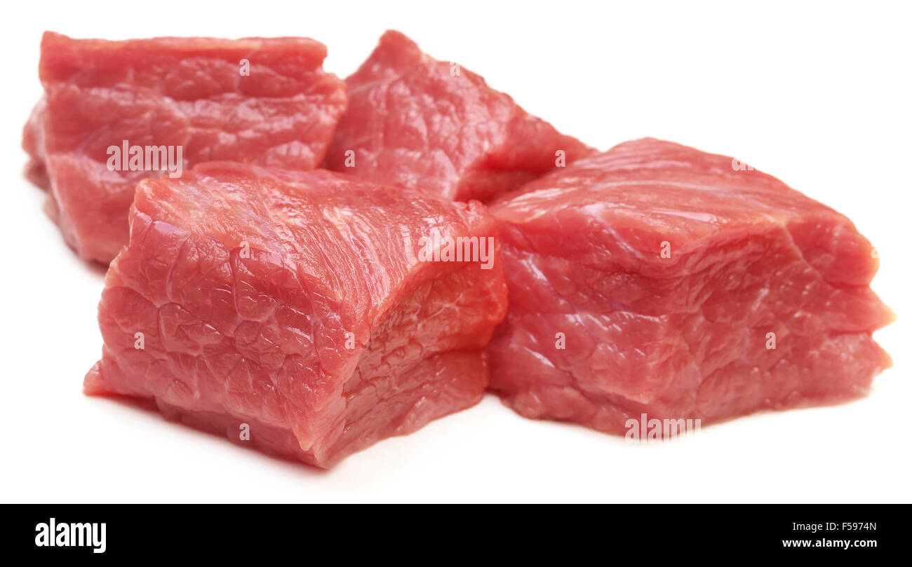 Raw beef over white background Stock Photo - Alamy