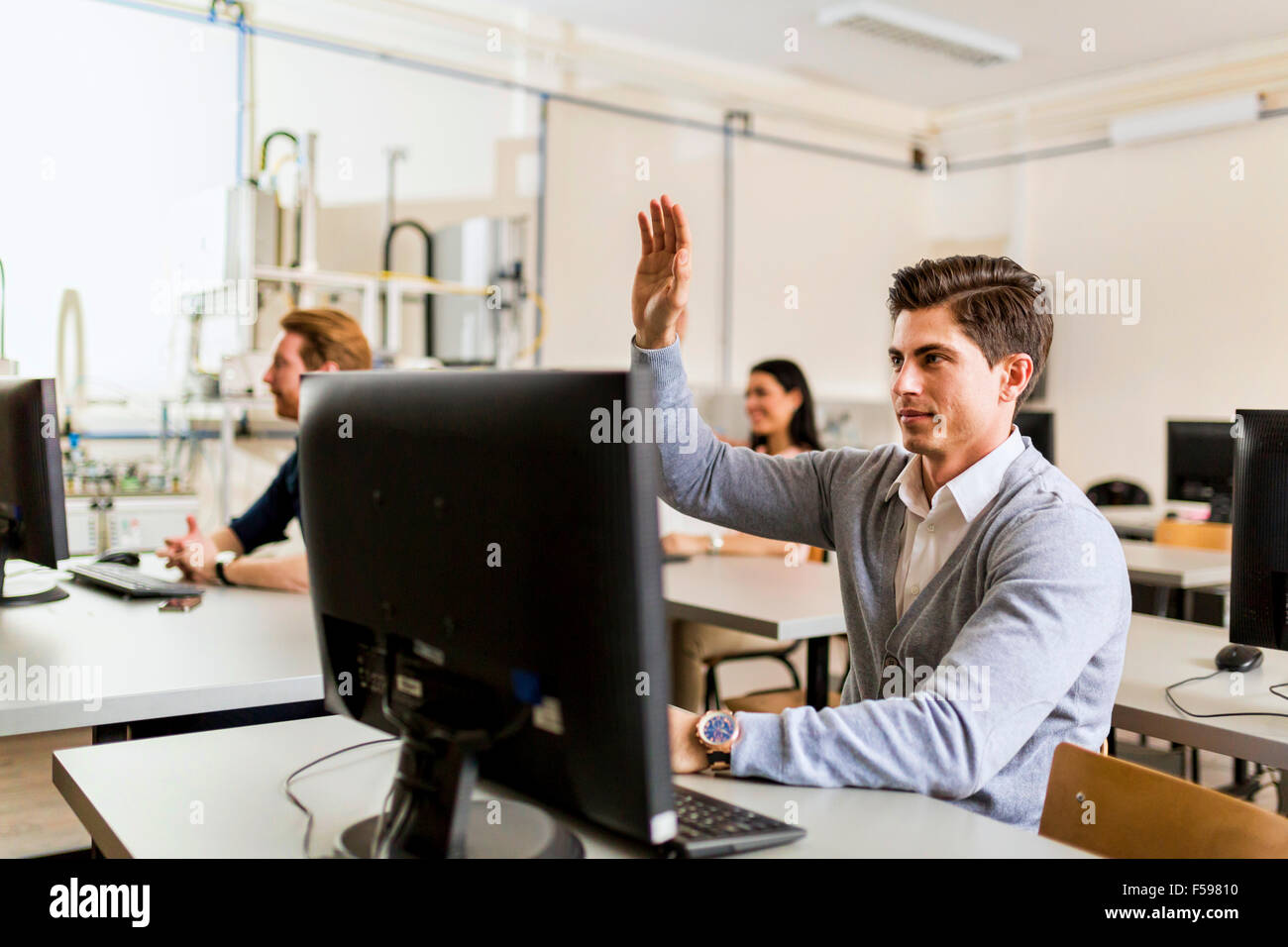 Computers classroom adults test hi-res stock photography and images - Alamy