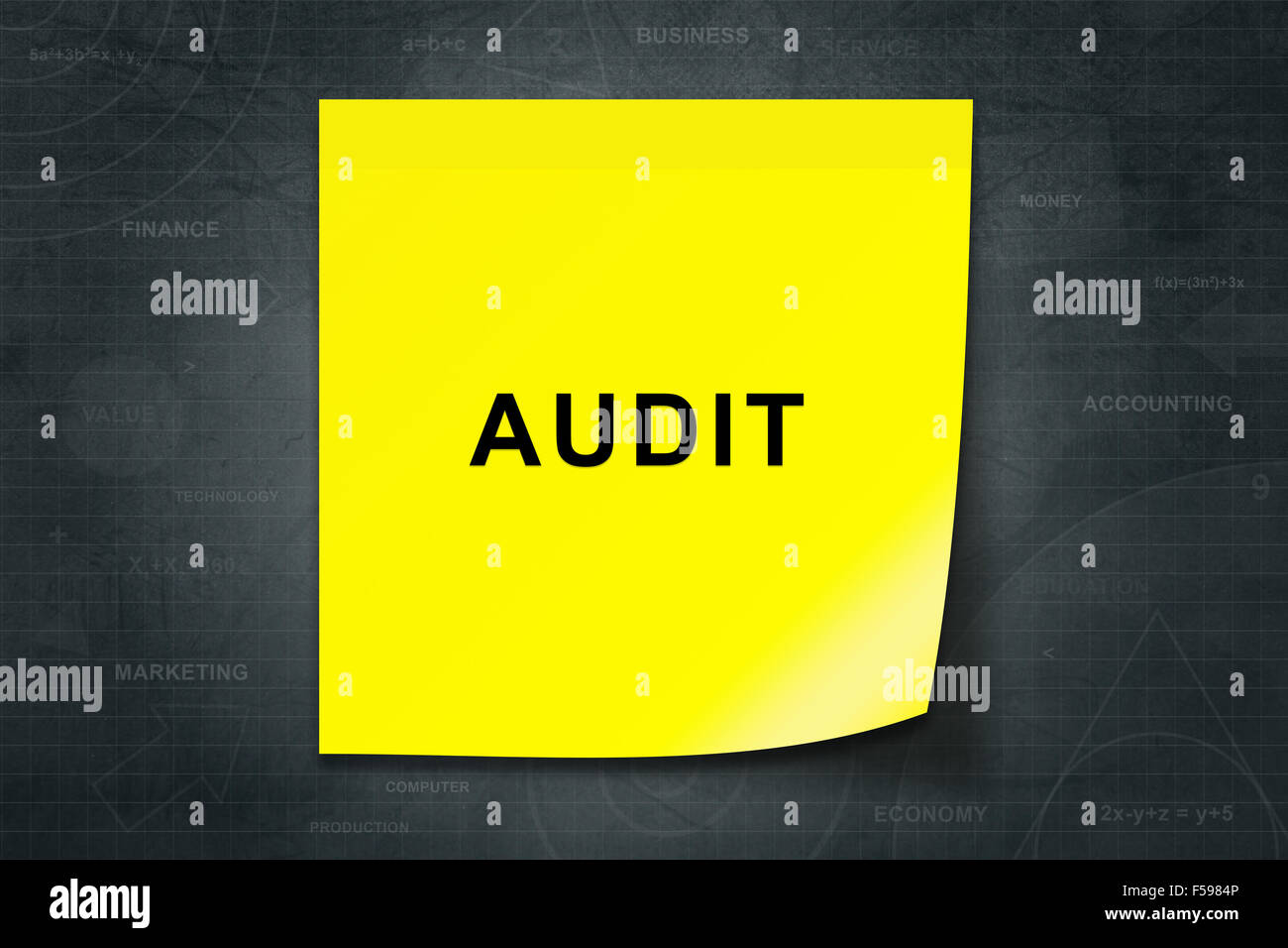 audit text on yellow note with black background Stock Photo - Alamy