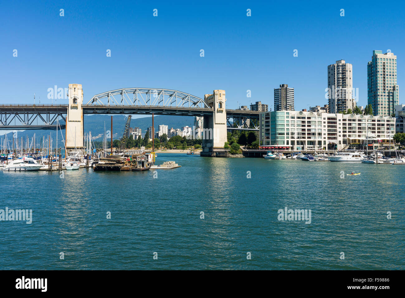 View of Burrard Street Bridge (1932) and English Bay beyond, seen from ...