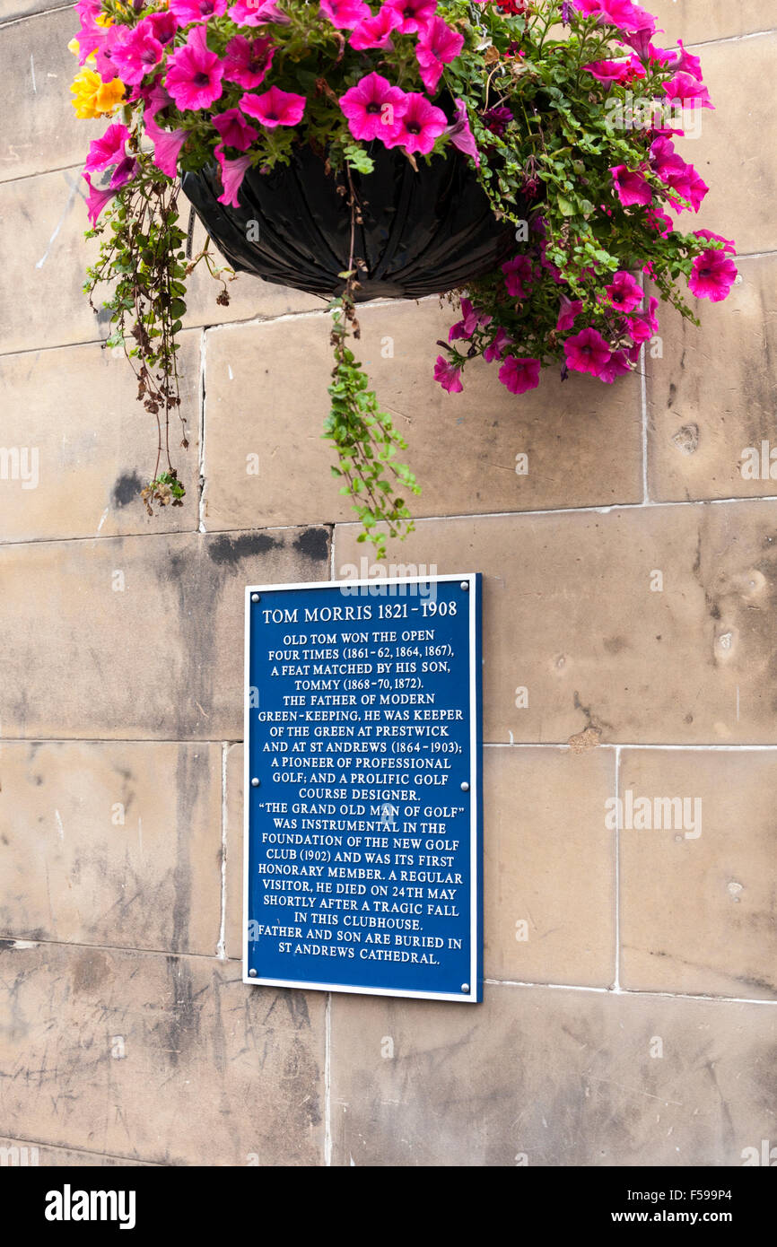 A blue plaque on the New Golf Club of St Andrews in memory of the ...