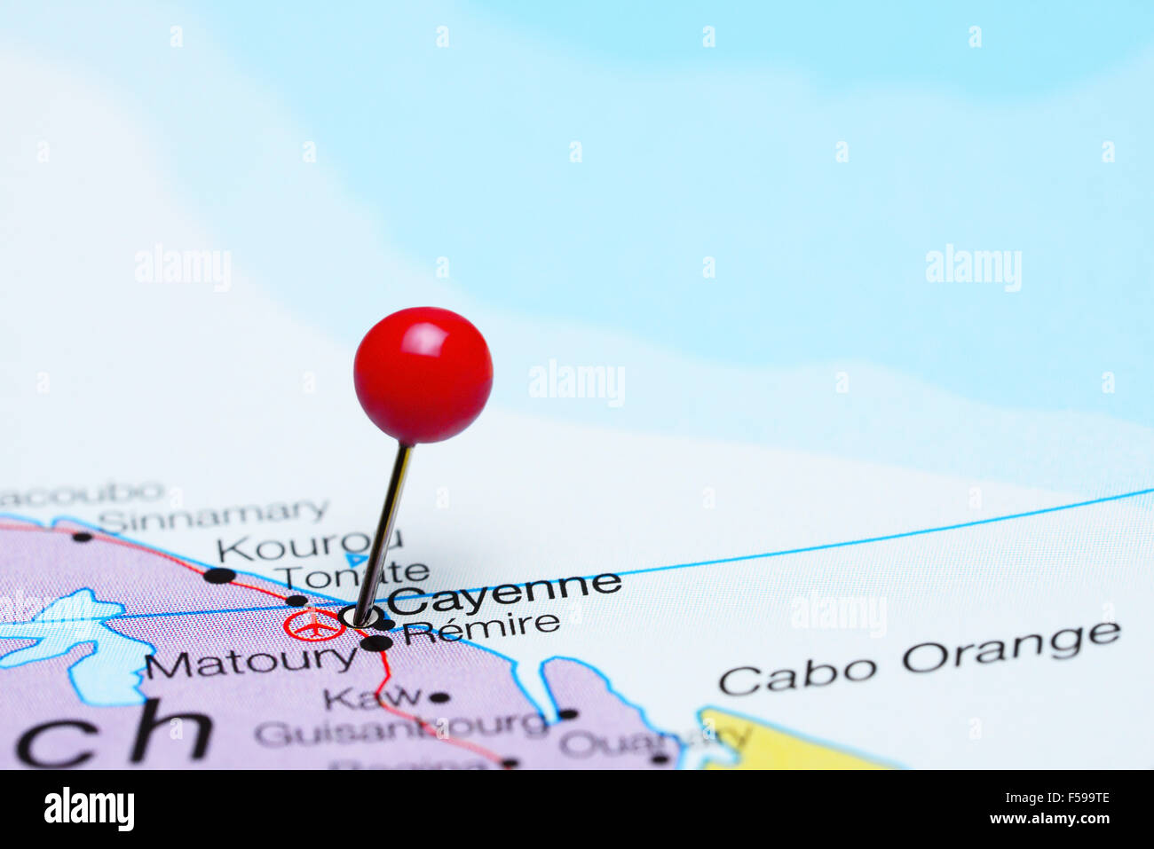 Cayenne pinned on a map of America Stock Photo - Alamy