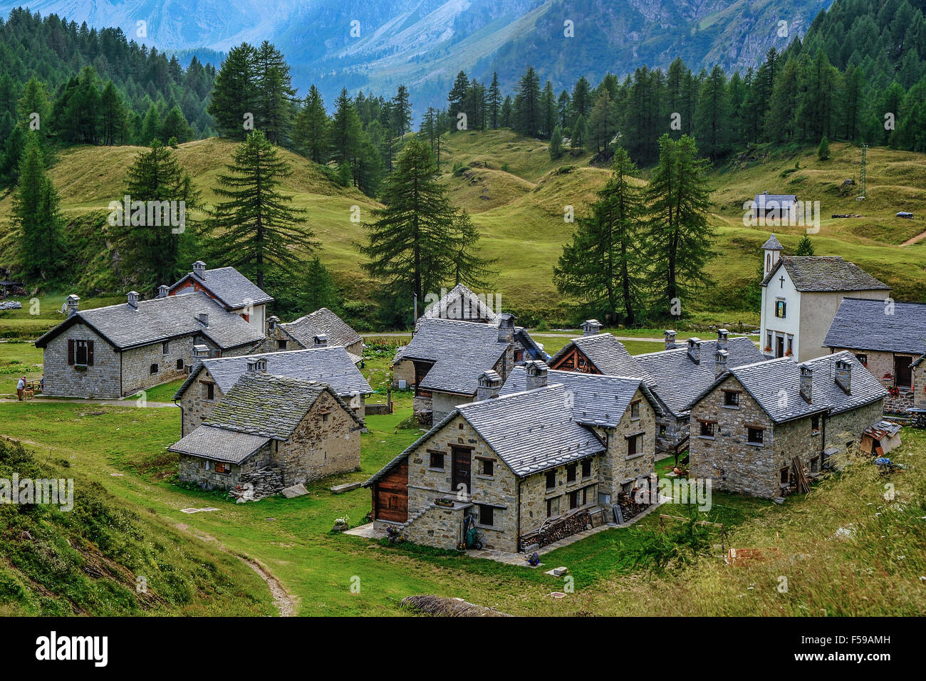 Italy Piedmont Alpe Devero Natural Park Crampiolo Village Stock Photo ...