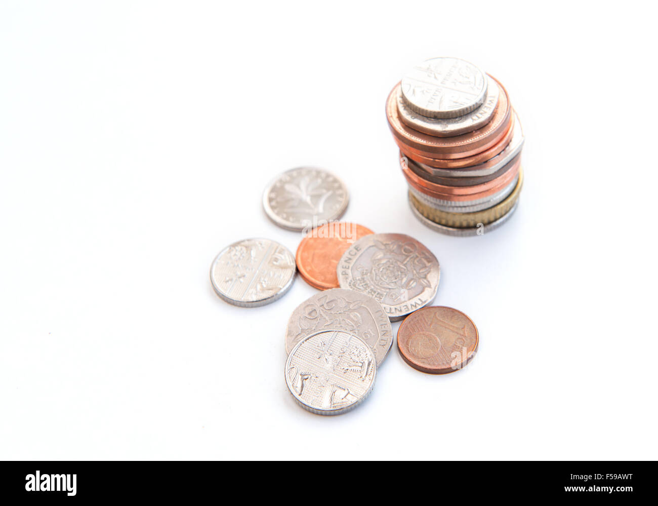 Cash coins from different countries on a white background Stock Photo ...