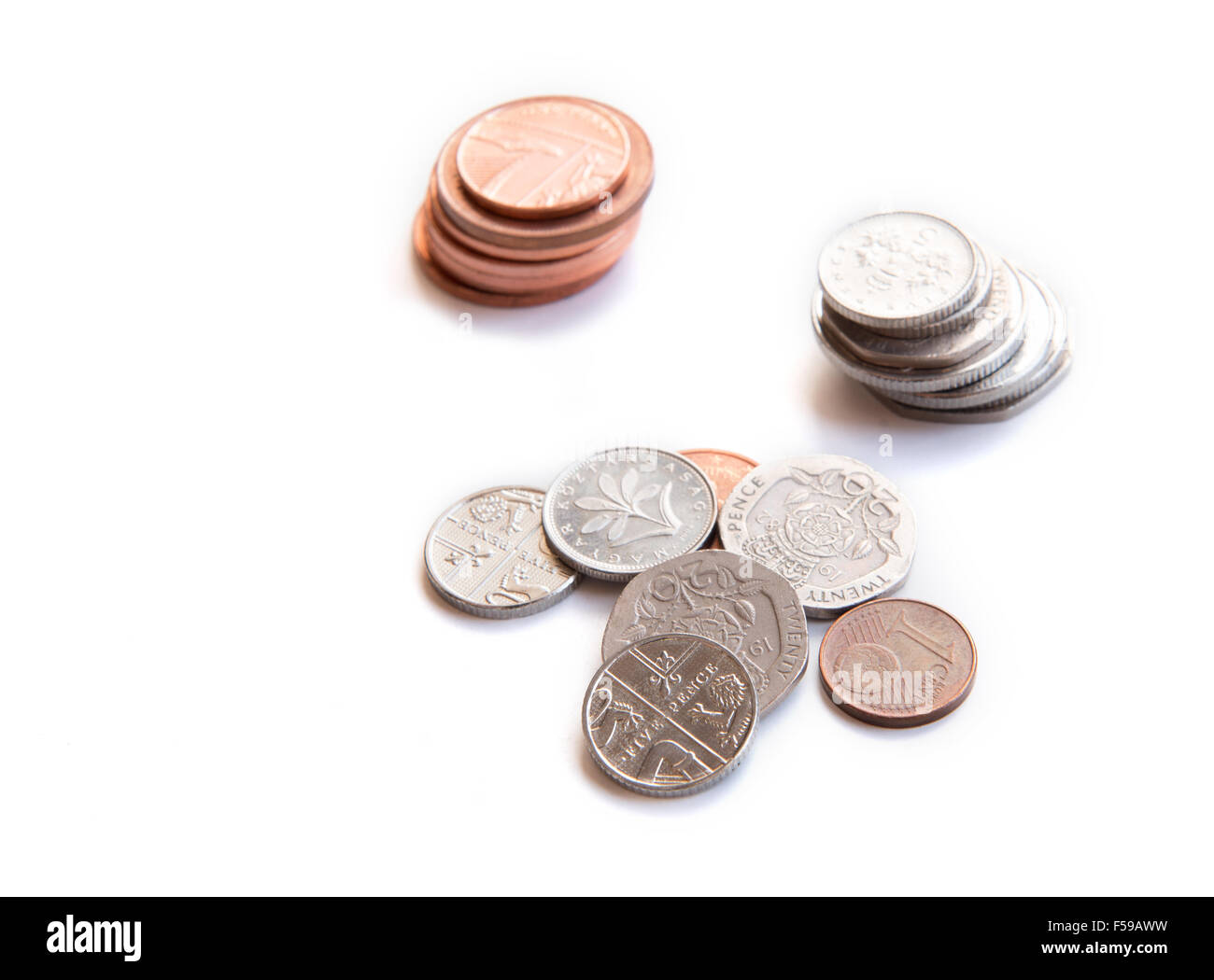 Cash coins from different countries on a white background Stock Photo ...