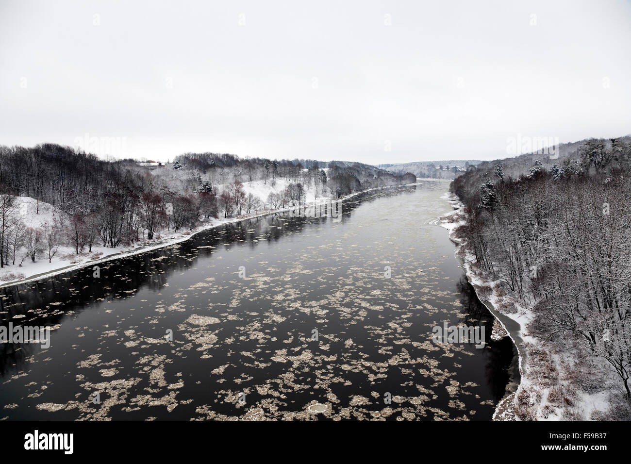 winter river Belarus Stock Photo - Alamy