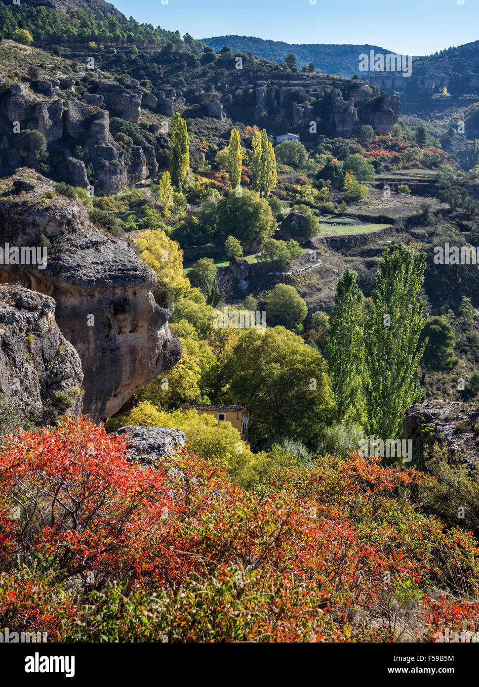 The Hoz del Huecar gorge in Autumn on the outskirts of Cuenca, Castilla ...