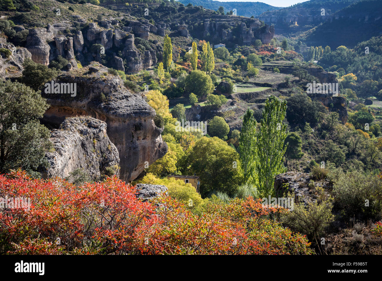 The Hoz del Huecar gorge in Autumn on the outskirts of Cuenca, Castilla ...