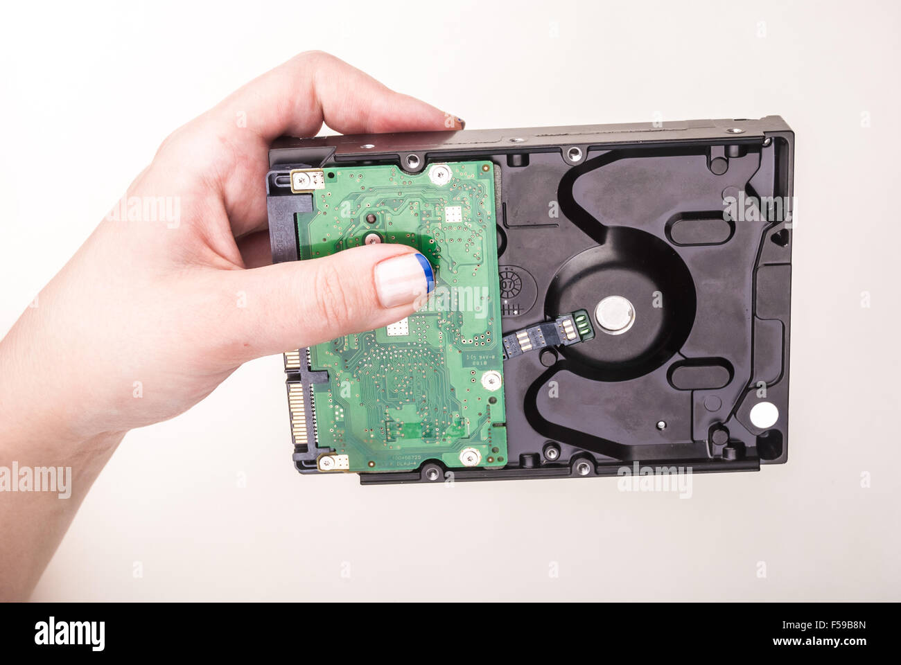 Female hand with Hard Drive on white Stock Photo - Alamy