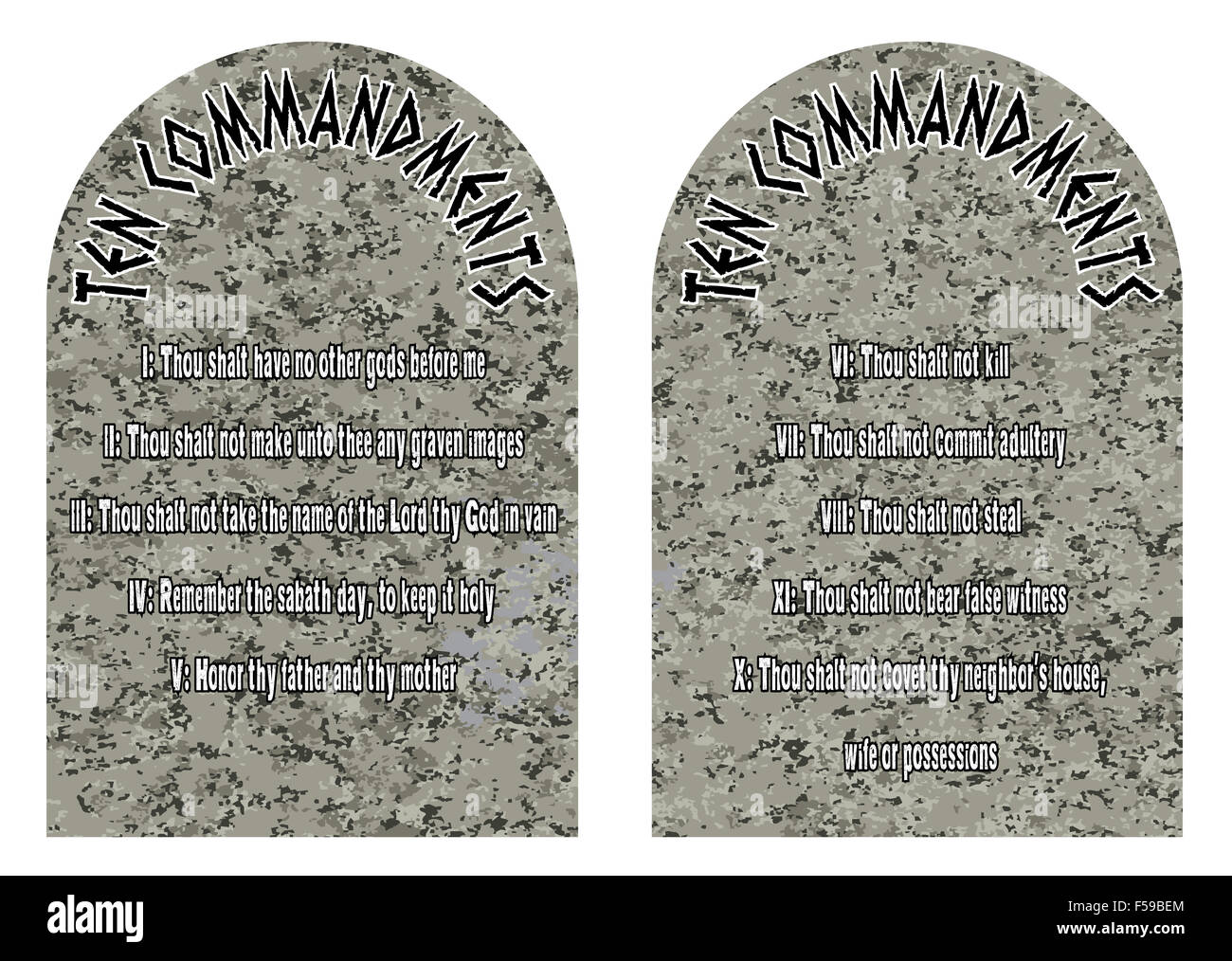The two stones containing the ten commandments Stock Photo - Alamy