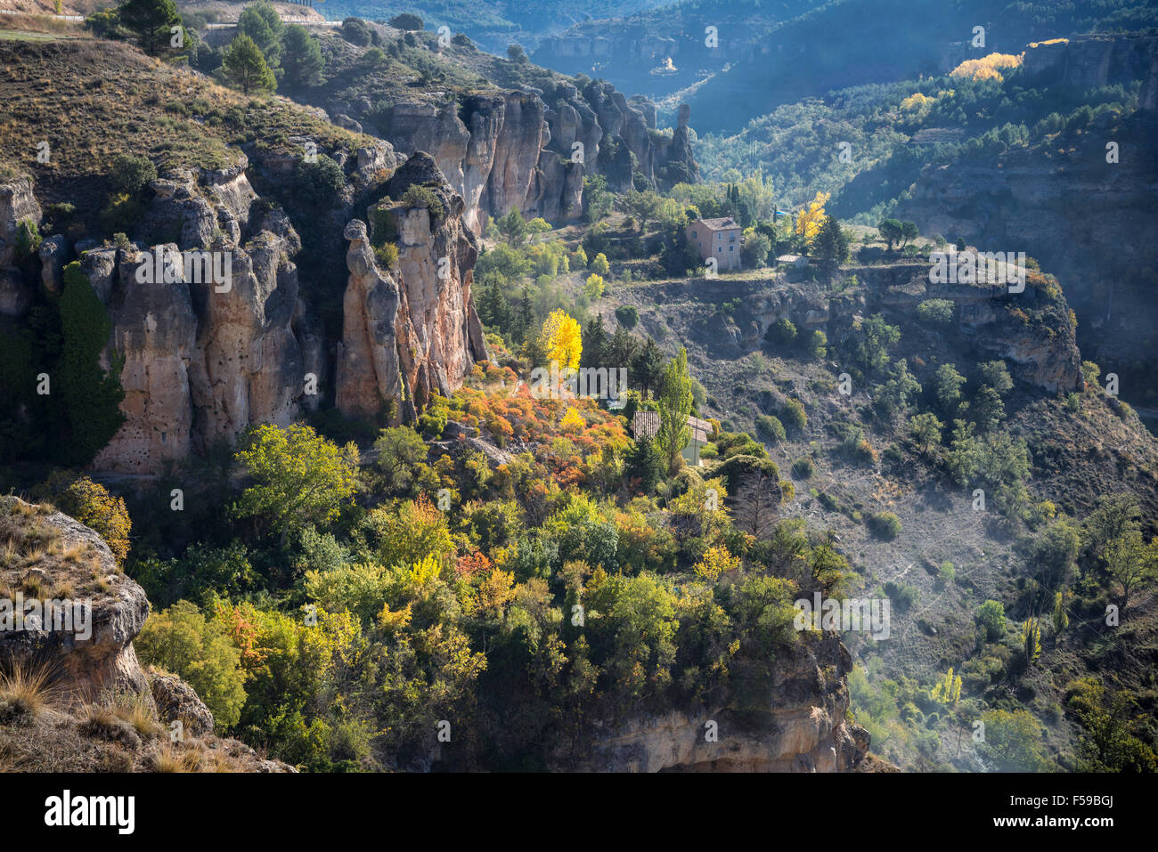 The Hoz del Huecar gorge in Autumn on the outskirts of Cuenca, Castilla ...