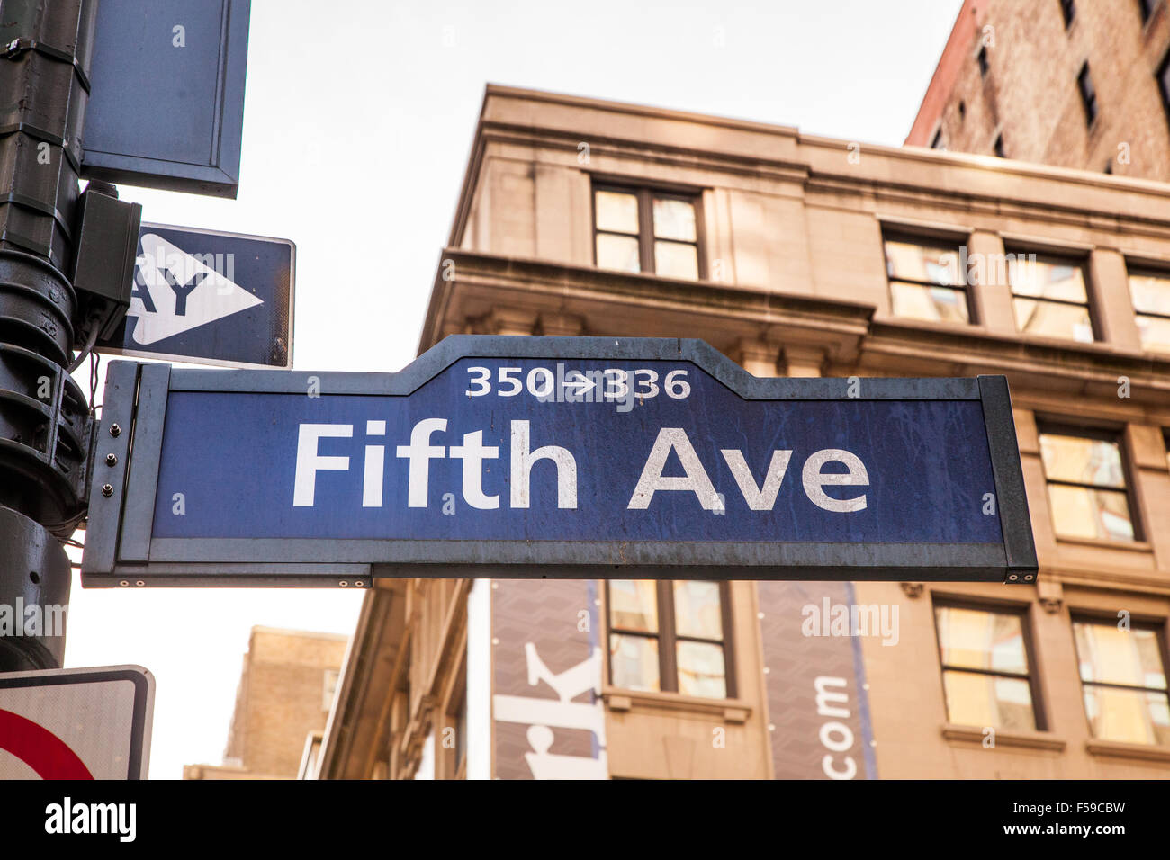 Fifth 5th Avenue street sign, Manhattan, New York city, United States ...
