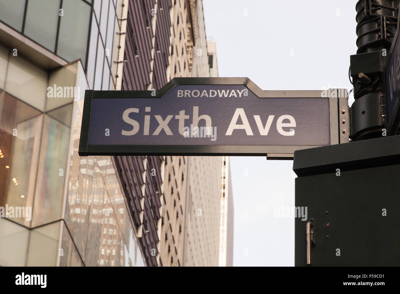 Sixth 6th Avenue street sign, Manhattan, New York city, United States ...