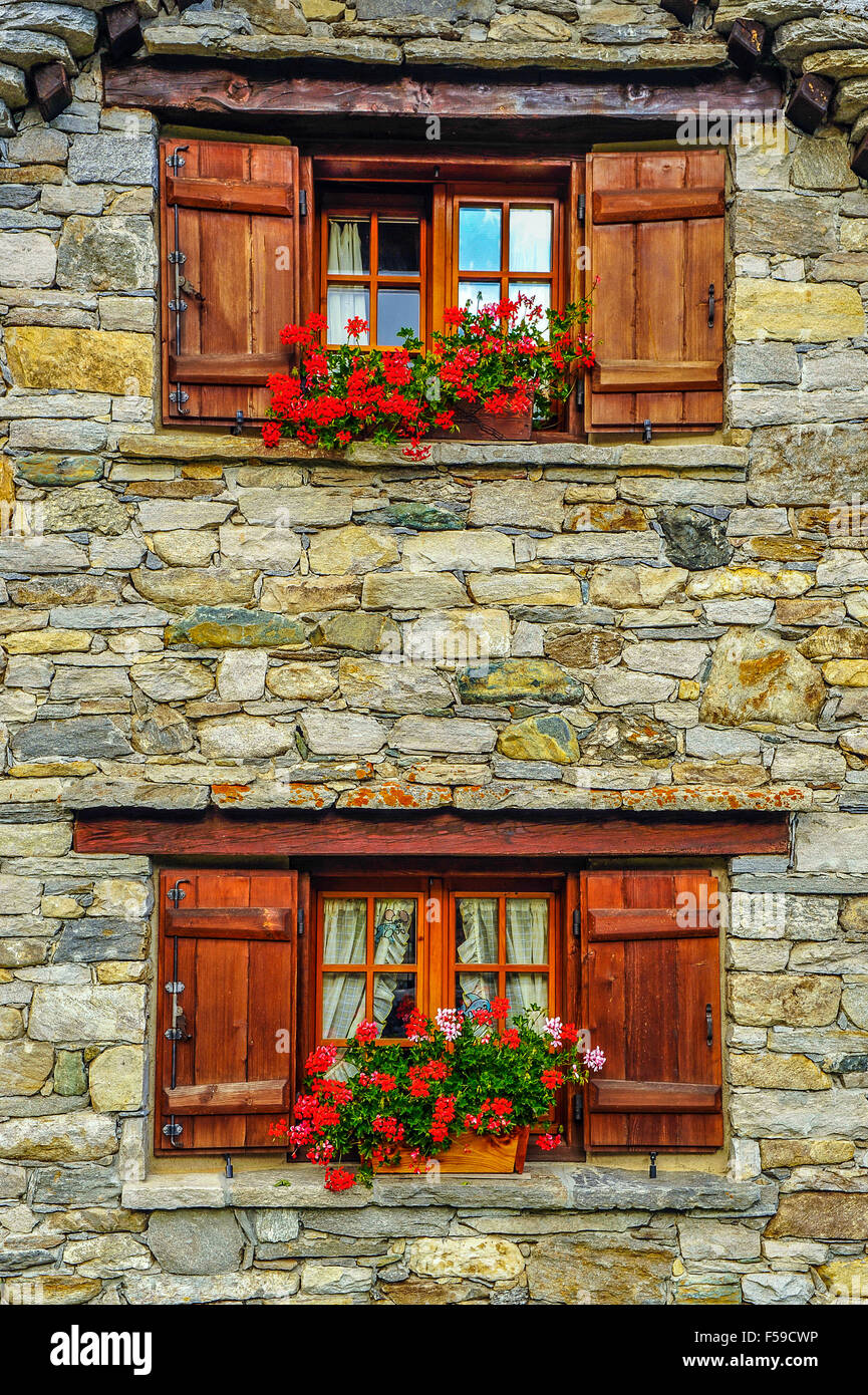 Italy Piedmont Alpe Devero Natural Park Crampiolo Village Stock Photo ...