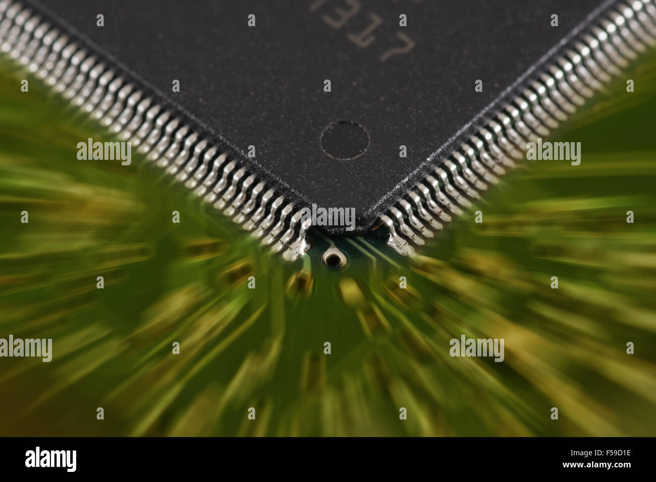 computer processor on a green background enlarged, close-up Stock Photo ...