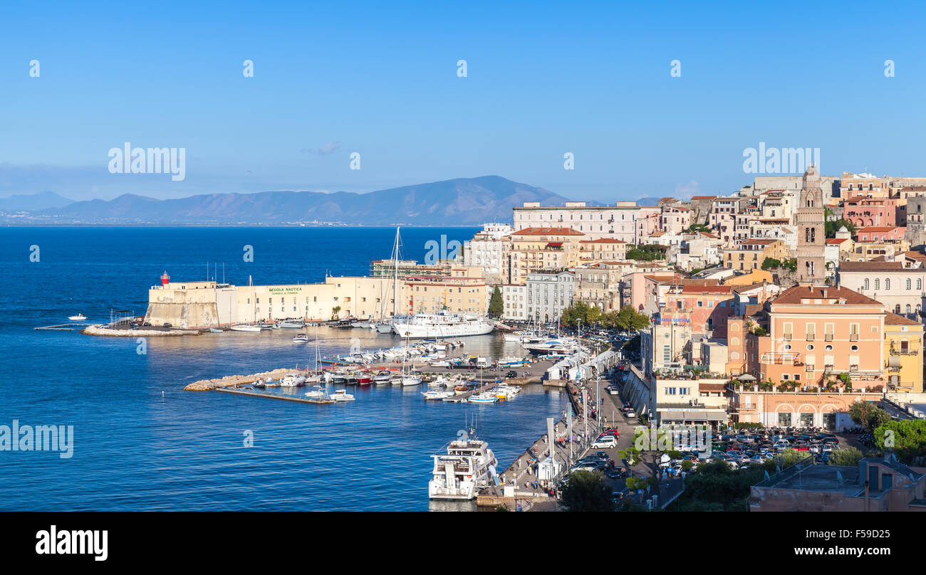 Gaeta, Italy - August 19, 2015: Cityscape of old Gaeta town in summer ...