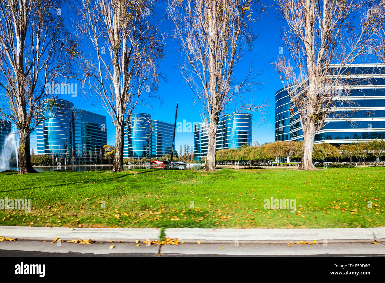 Oracle Headquarters in Redwood City California with their America's cup ...