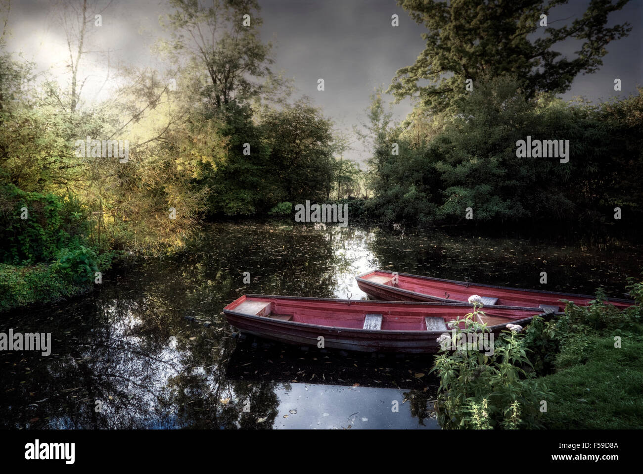 two rowing boats on a lake Stock Photo - Alamy