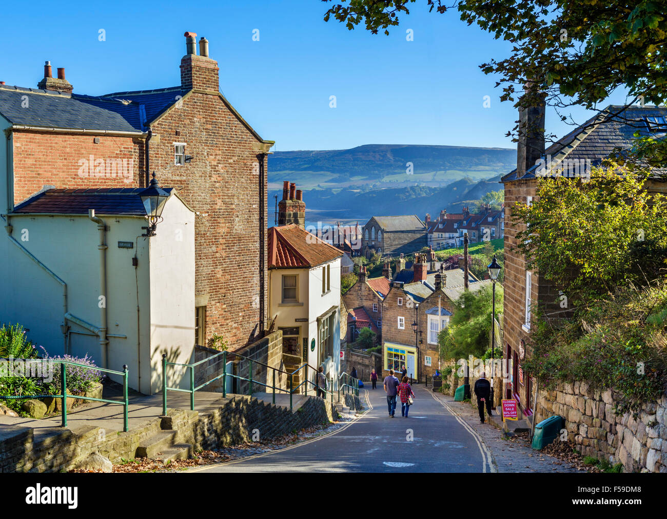 View down New Road (the main street), Robin Hood's Bay, North Yorkshire ...