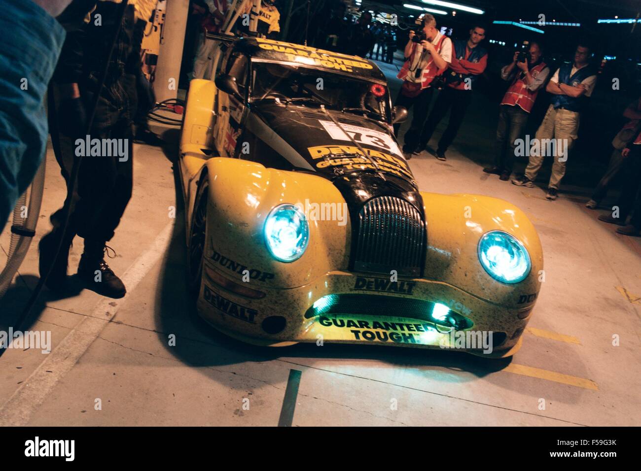 Morgan Aero 8 racing car in yellow dewalt tools livery as driven in the ...