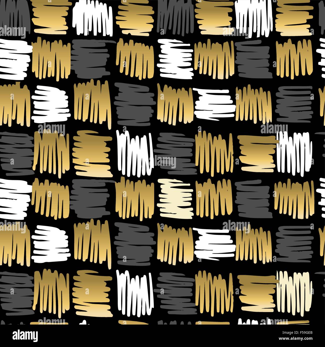 Scribble hand drawn squares seamless pattern in fancy golden color ...