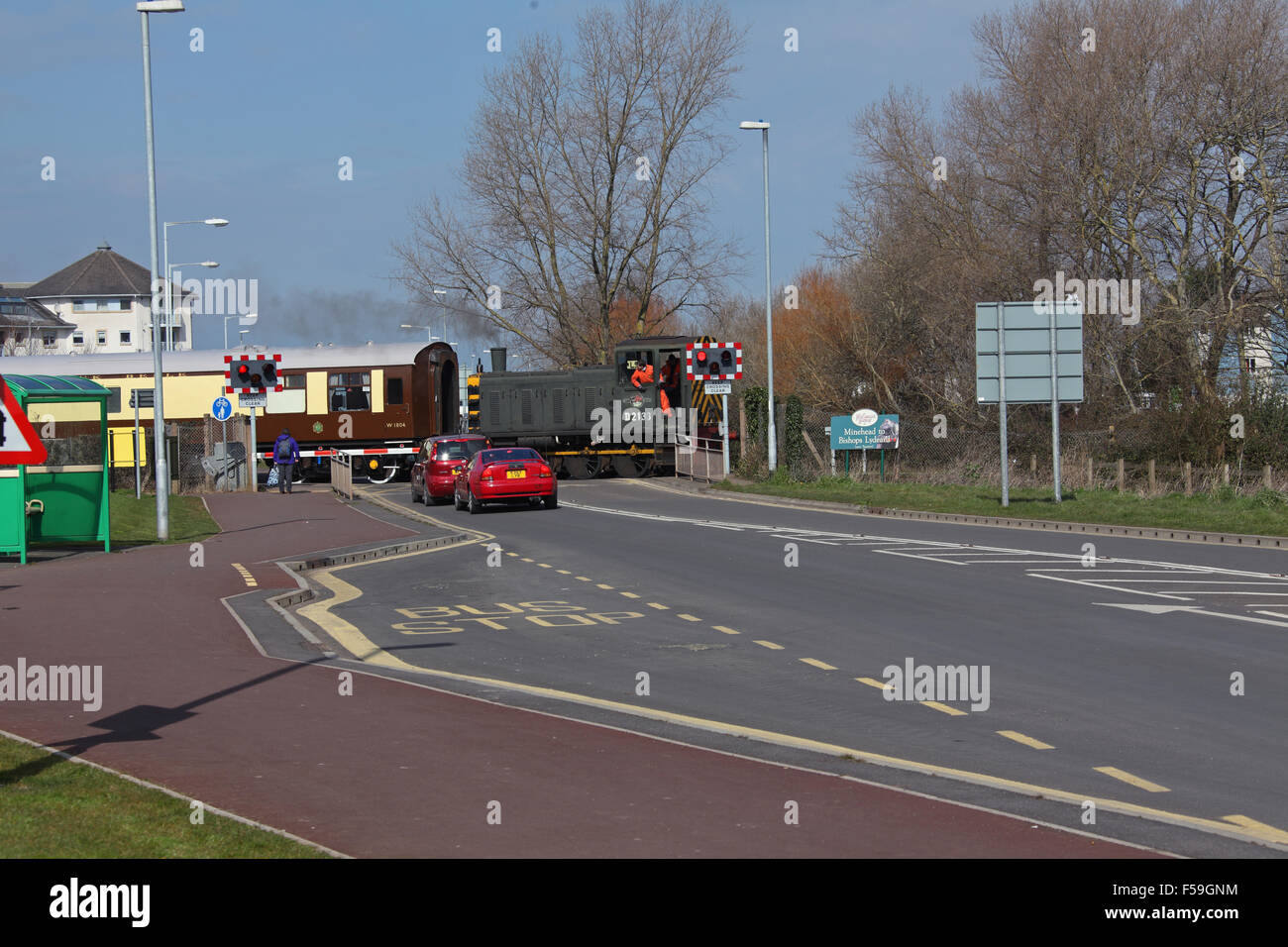 A Diesel shunter propelling a coach back into the Minehead station or ...