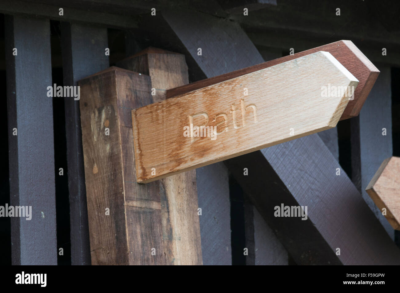 A collection of footpath signs at Harestanes Stock Photo - Alamy