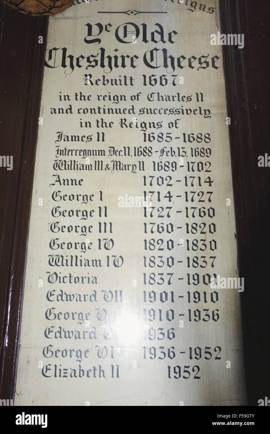 Ye olde cheshire cheese plaque hi-res stock photography and images - Alamy