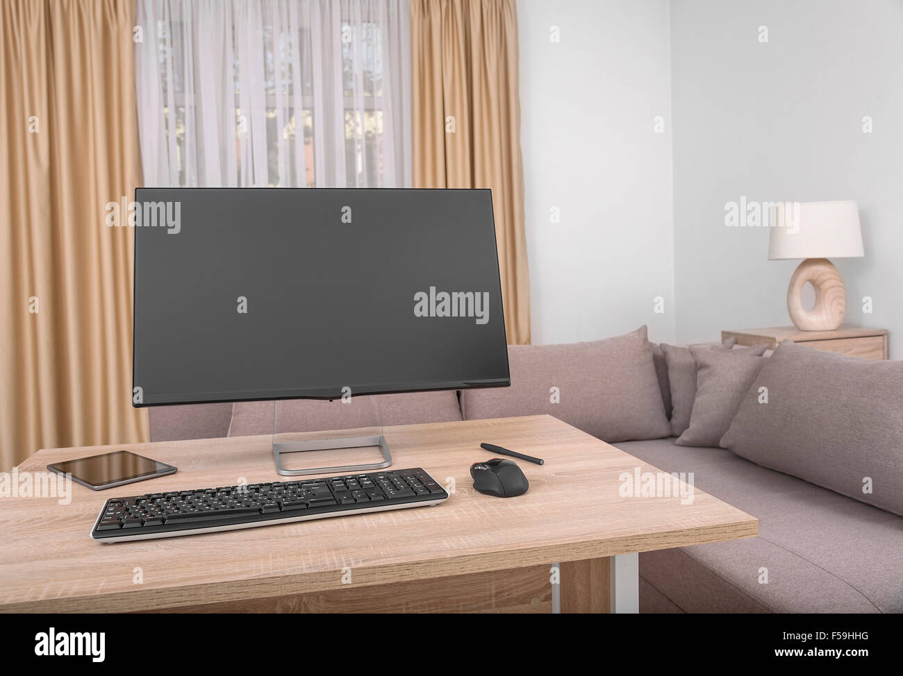 Worksplace with computer Stock Photo - Alamy