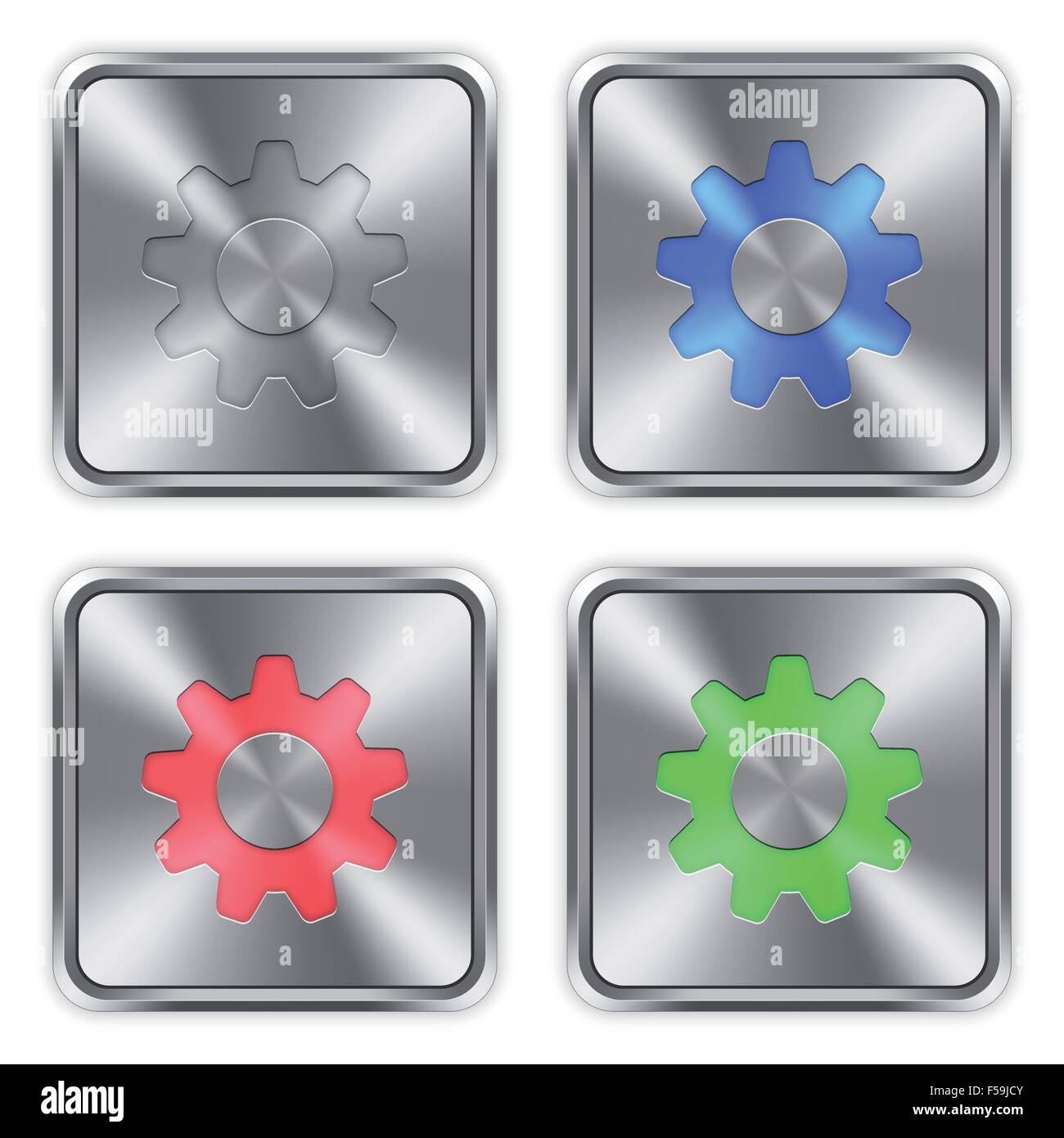 Color settings icons engraved in glossy steel push buttons. Well ...