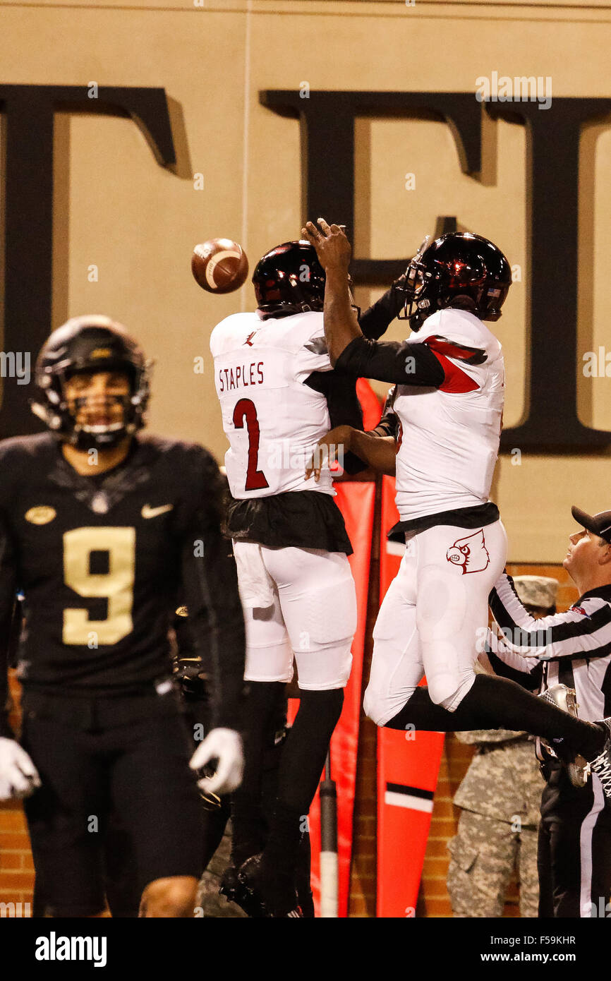 Winston-Salem, NC, USA. 30th Oct, 2015. wide receiver Jamari Staples (2 ...