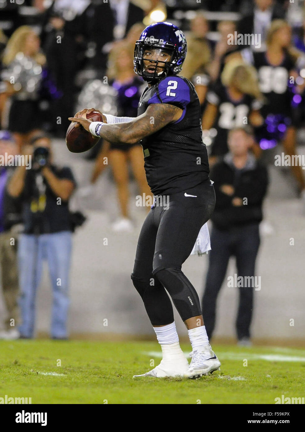 TCU quarterback Trevone Boykin (2) looks to throw a pass during an NCAA ...