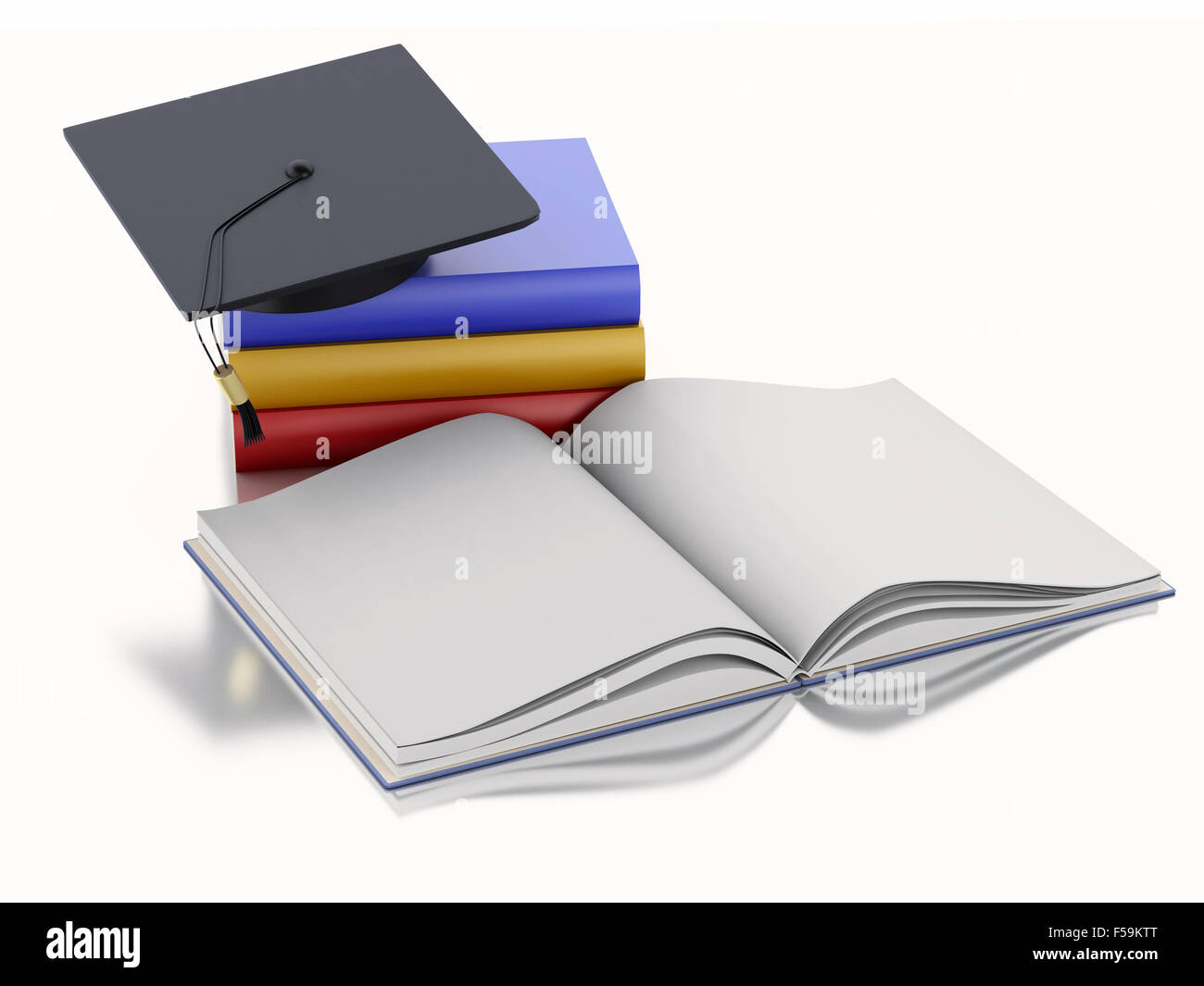 3d renderer image. Graduation cap and Books. Education concept ...