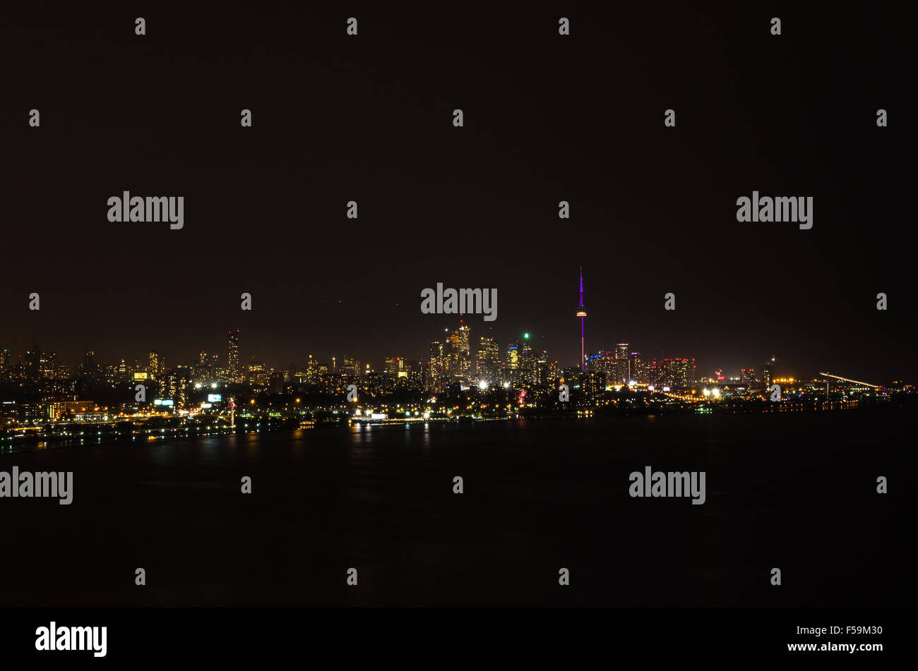 Lights of Toronto buildings at night time Stock Photo - Alamy