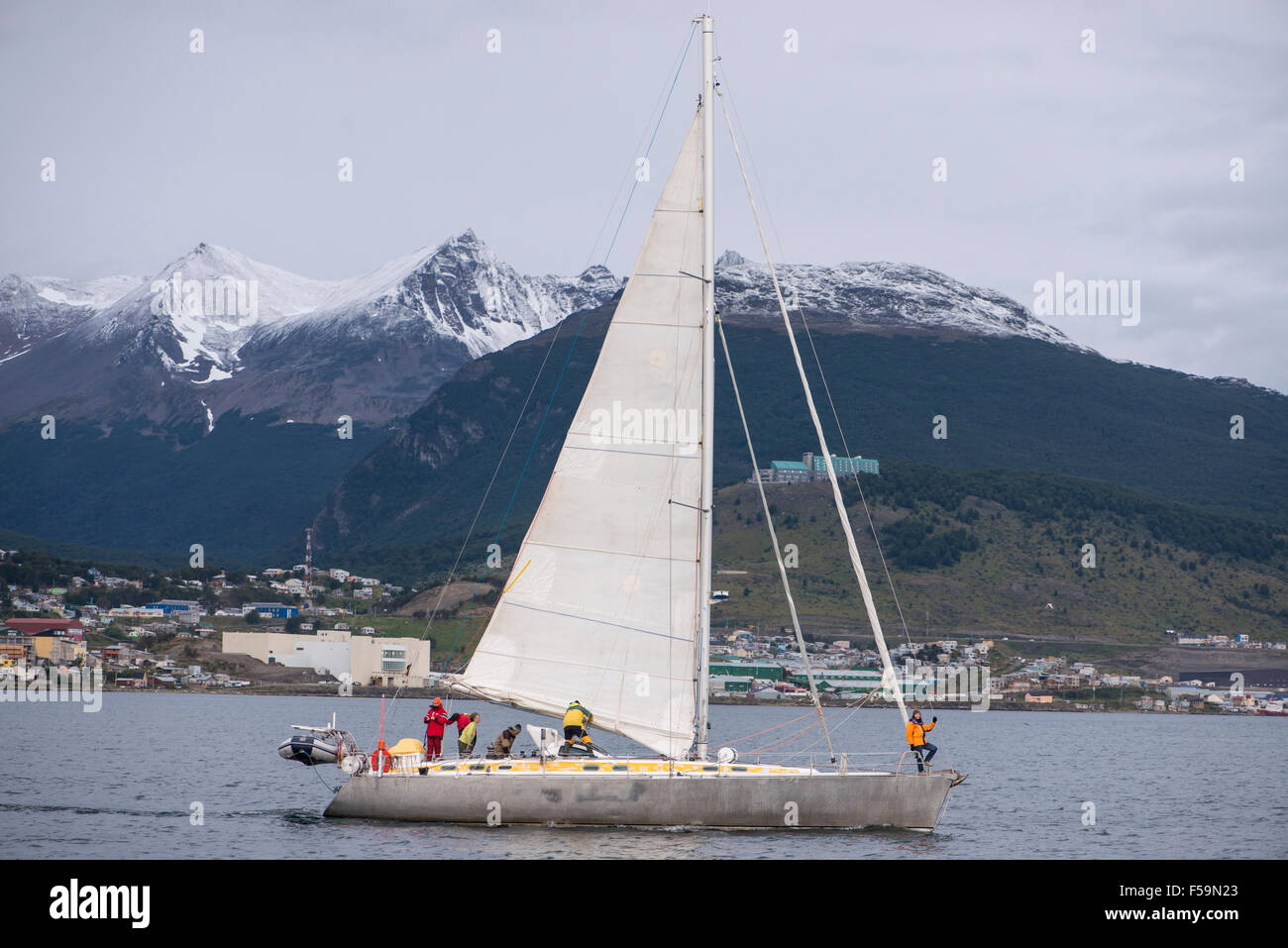 Sailing yacht preparing to sail from Ushuaia, Argentina Stock Photo - Alamy