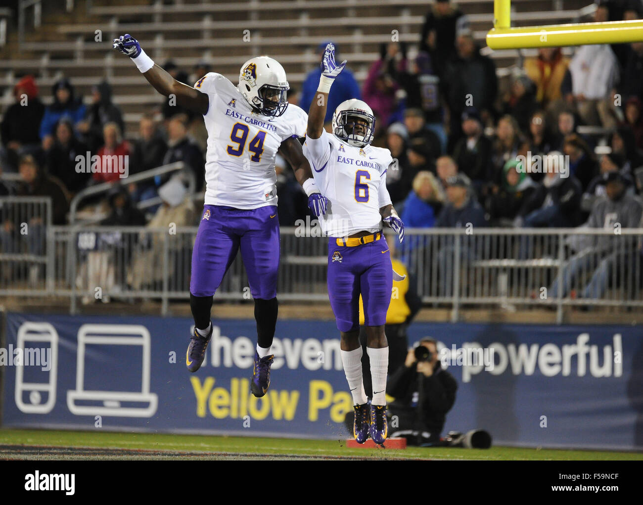 East Hartford, Connecticut, USA. 30th Oct, 2015. DaShawn Benton (6) and ...