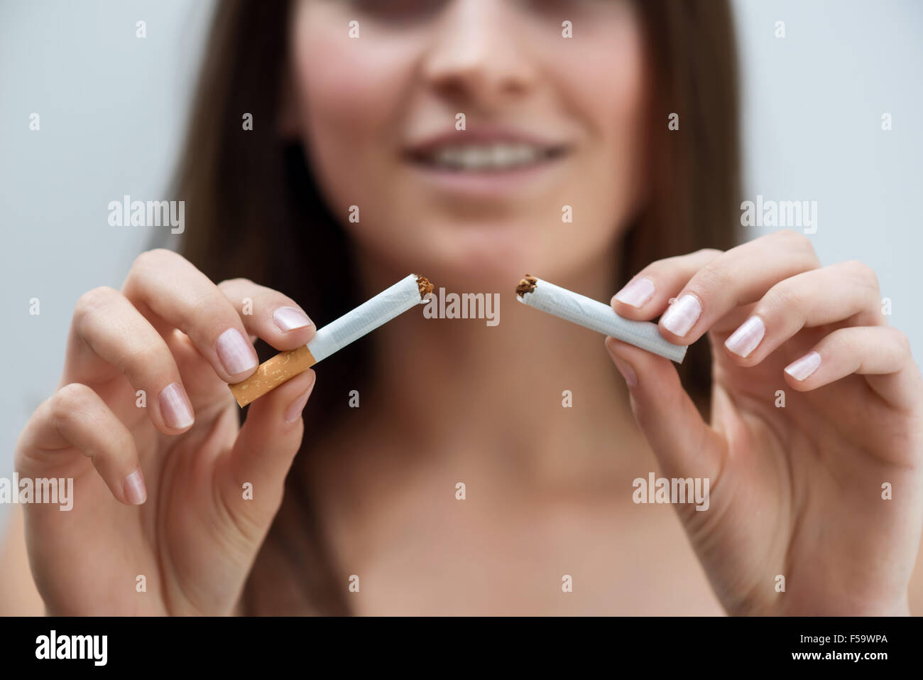 Unhealthy girl smoking Stock Photo - Alamy
