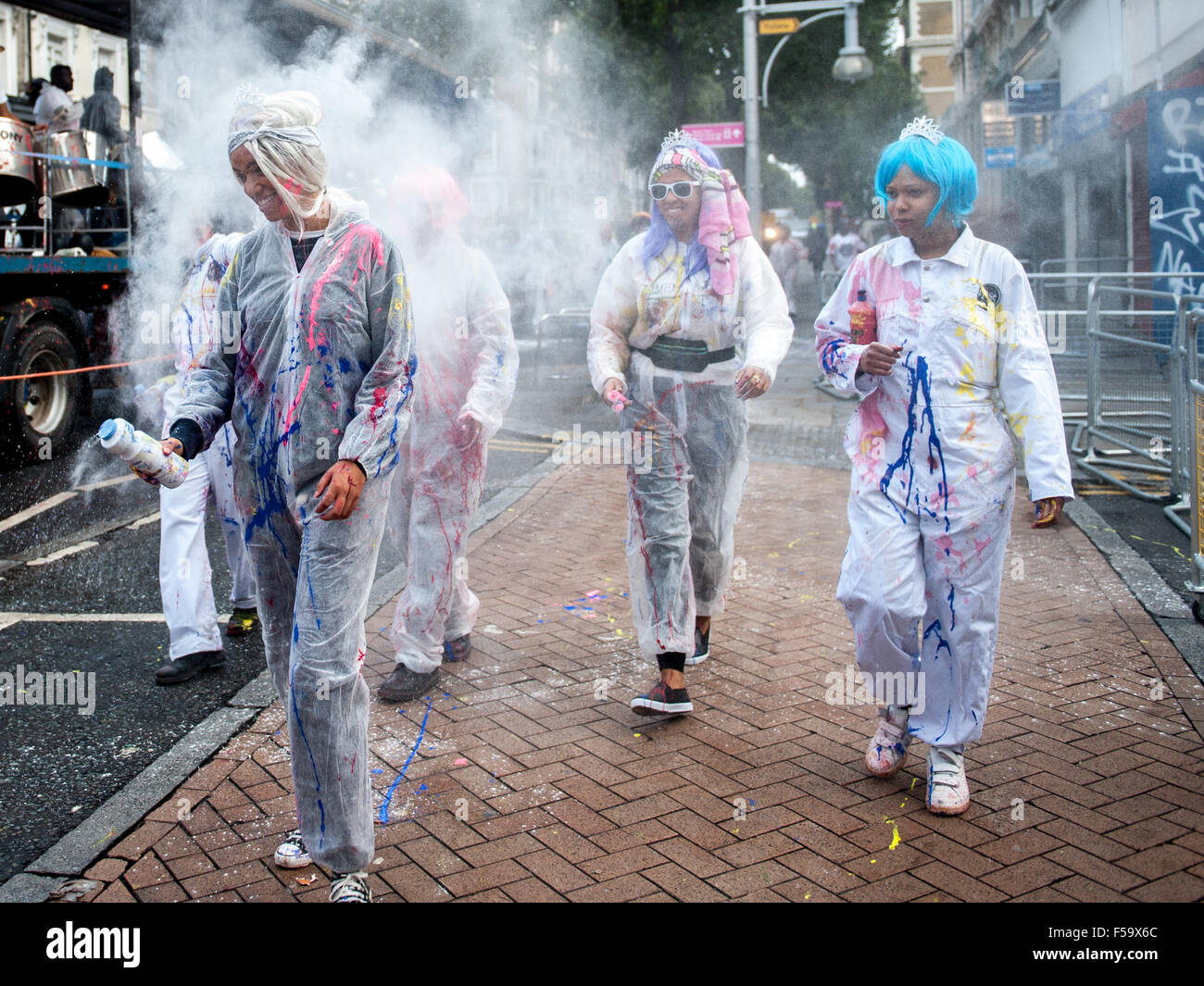 Starting at 6am, revellers doused each other in paint and talcum powder ...