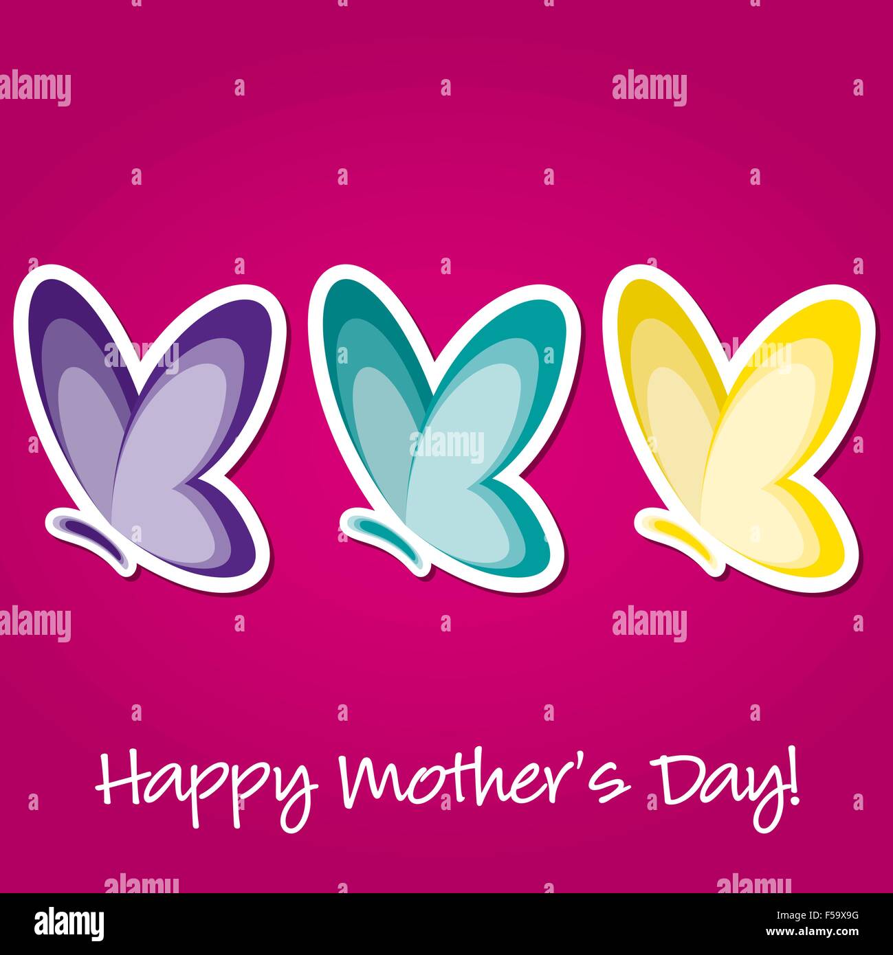 Butterfly "Happy Mother's Day" sticker card in vector format Stock ...