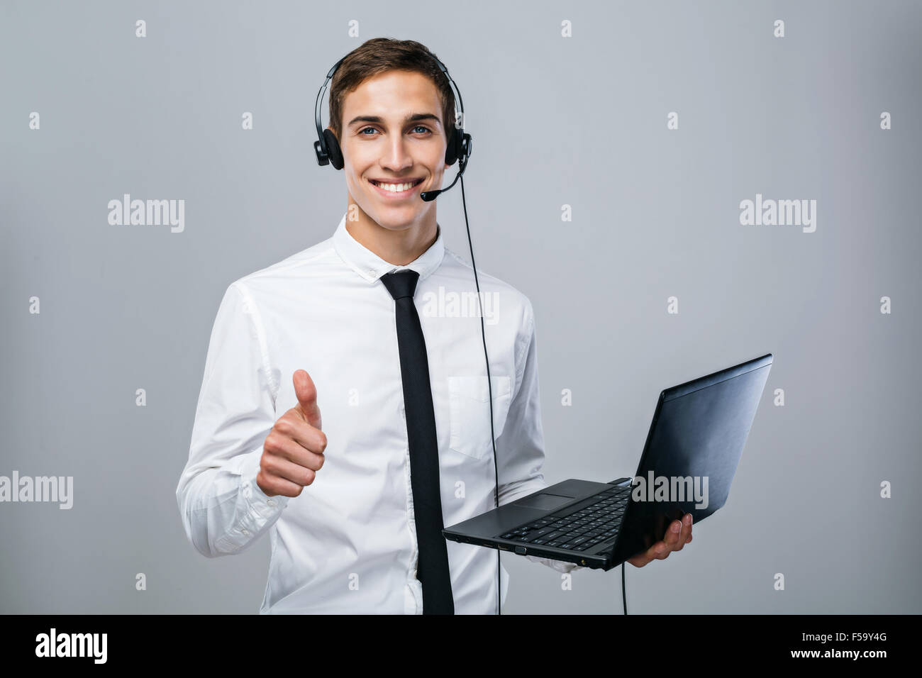 Concept for male call center operator Stock Photo - Alamy