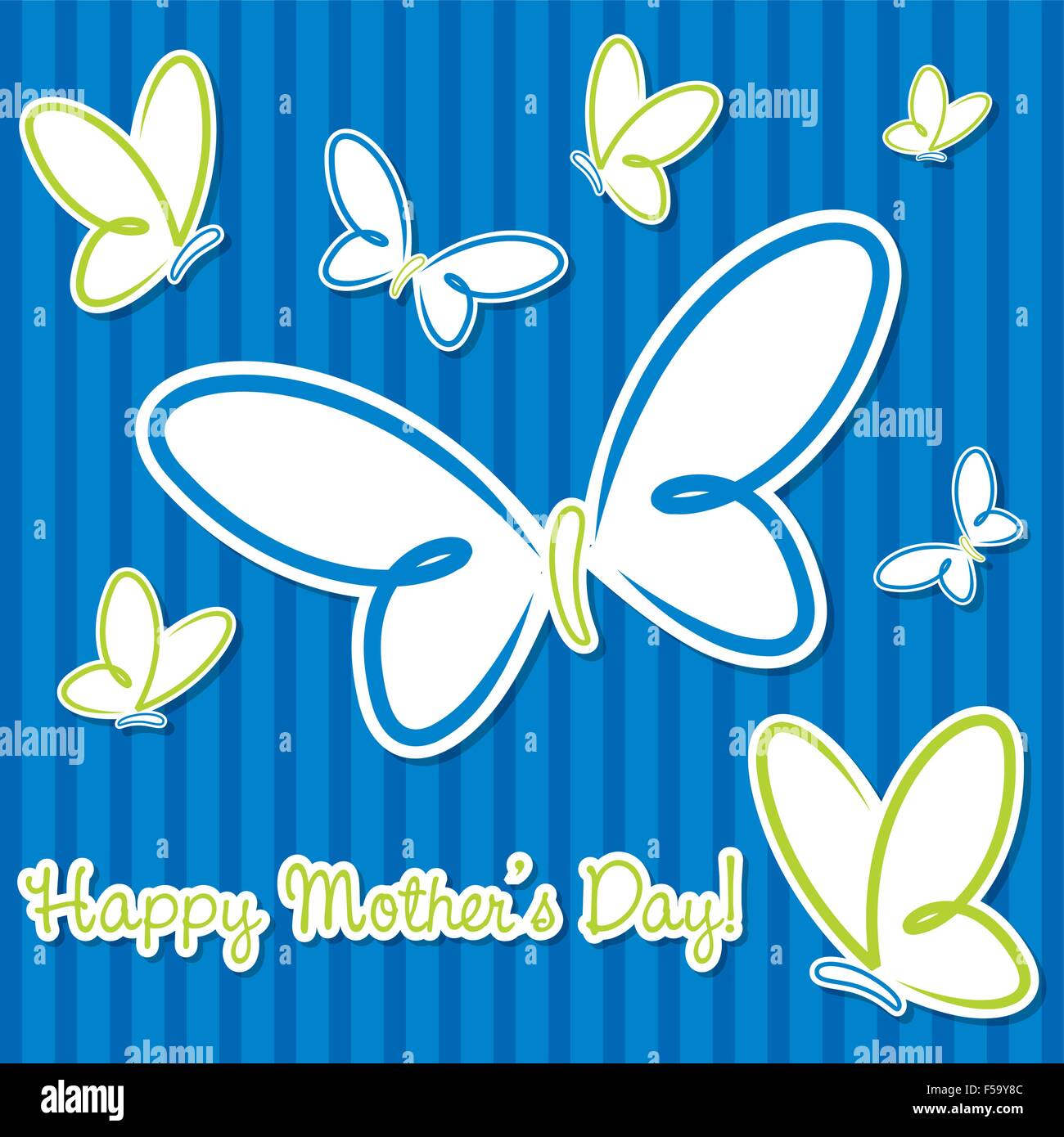 Bright butterfly "Happy Mother's Day" sticker card in vector format ...