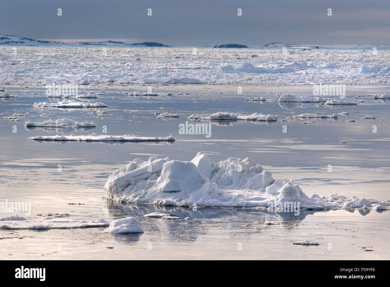 Ice floes, edge of pack-ice, Arctic Ocean, Spitsbergen Island, Svalbard ...