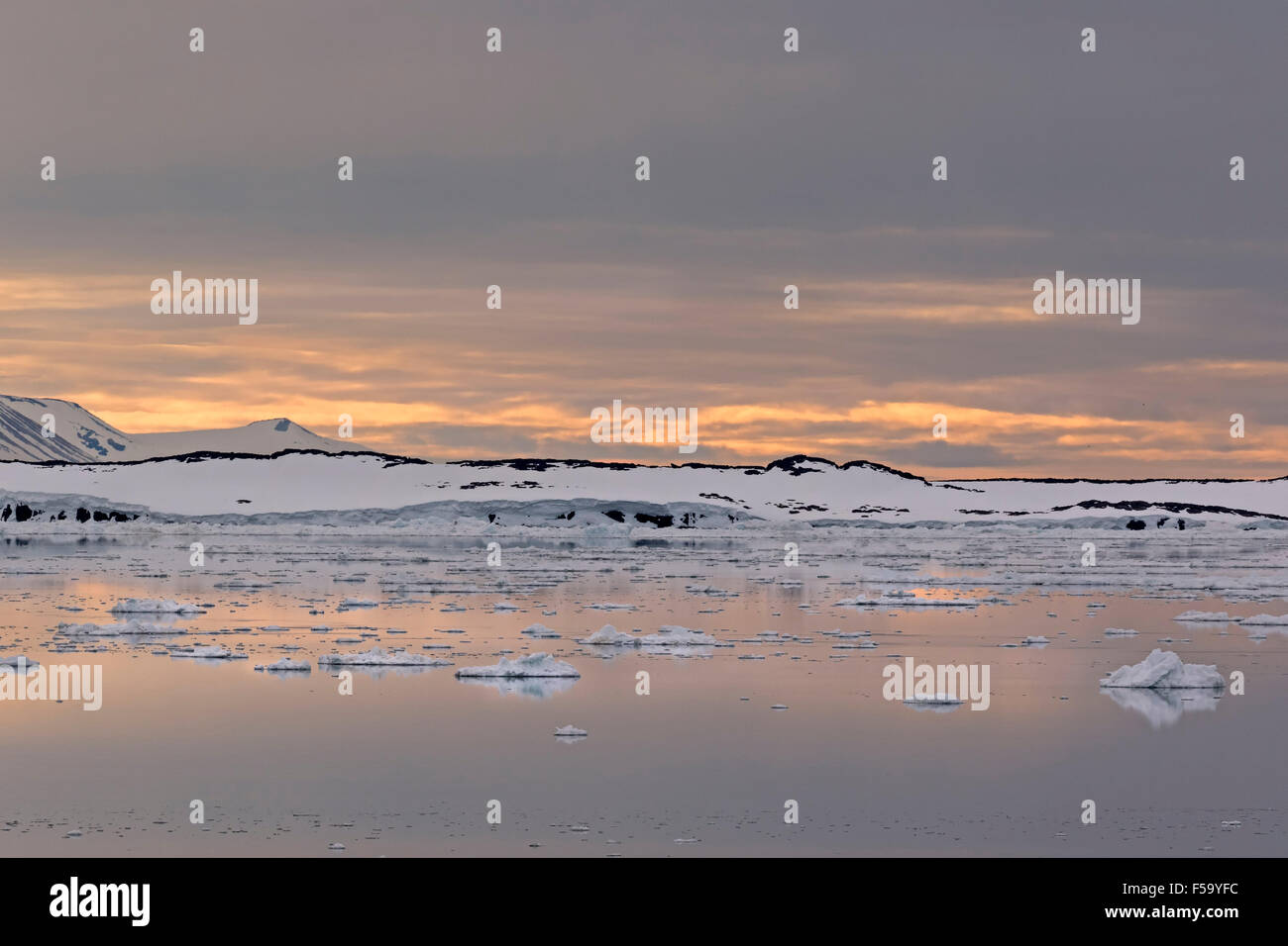 Ice floes, edge of pack-ice, Arctic Ocean, Spitsbergen Island, Svalbard ...