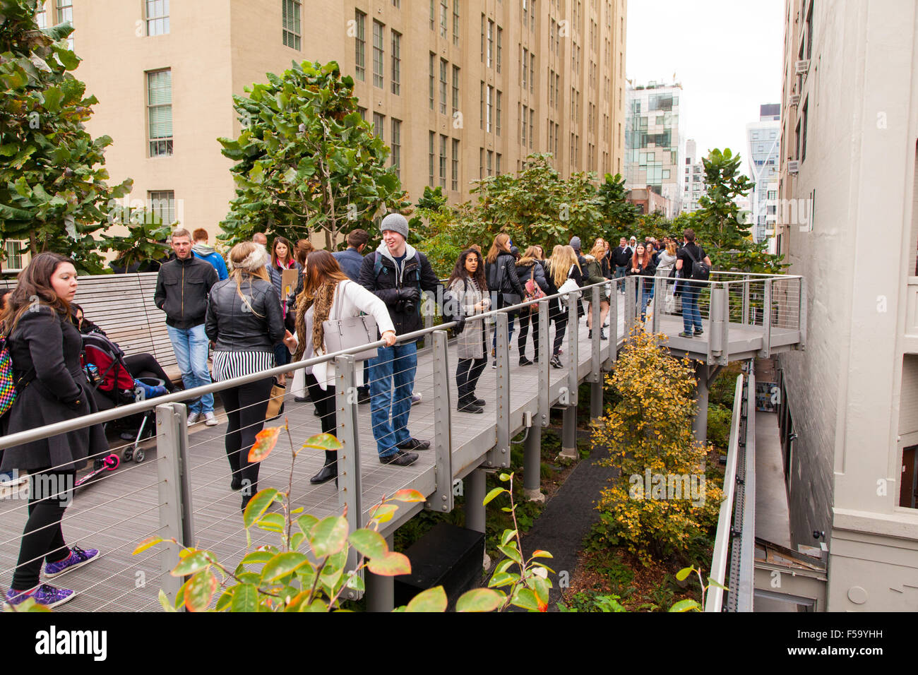 The High line park, an elevated park and walkway built on old railway ...