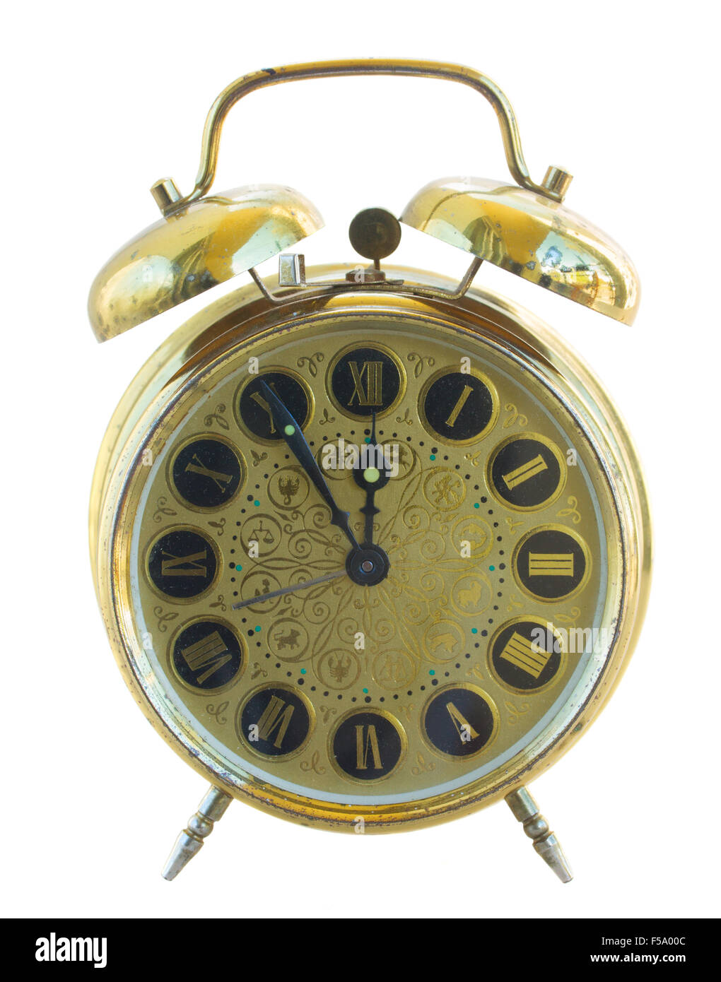 Golden retro style alarm clock hi-res stock photography and images - Alamy