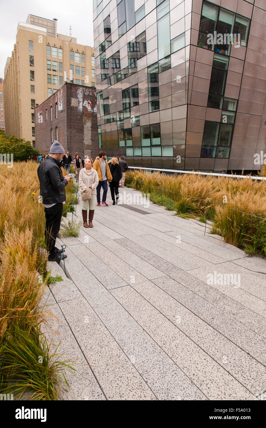 The High line park, an elevated park and walkway built on old railway ...