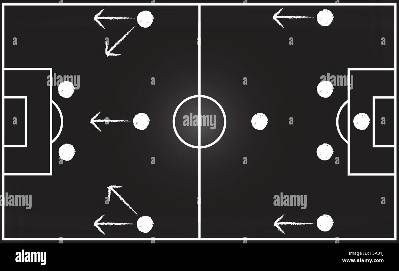 Football field with 4-4-2 formation on blackboard, EPS10 Vector Stock ...