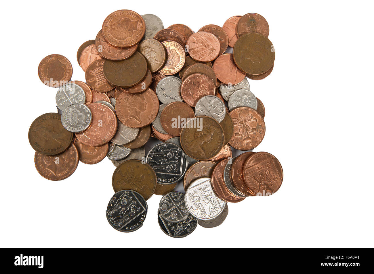 A pile of loose sterling change Stock Photo - Alamy